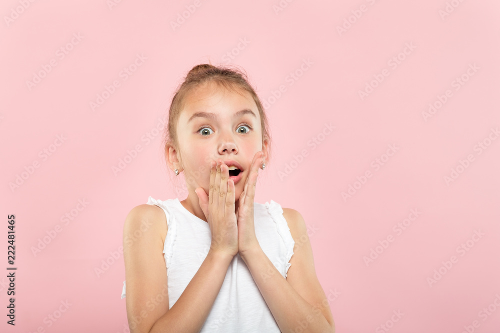 speechless dumbstruck shocked gasping little girl. portrait of a young ...