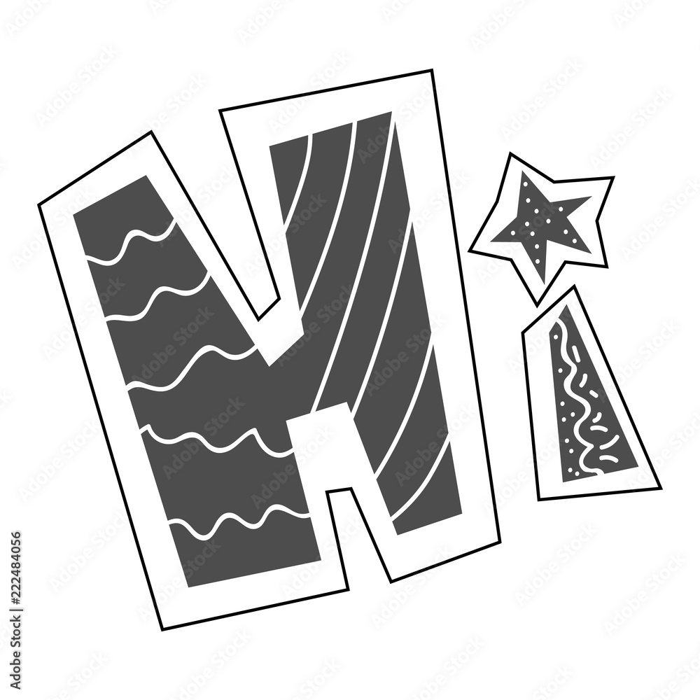 Hi, Hello, good afternoon, greeting. Inscription, calligraphy. Vector ...