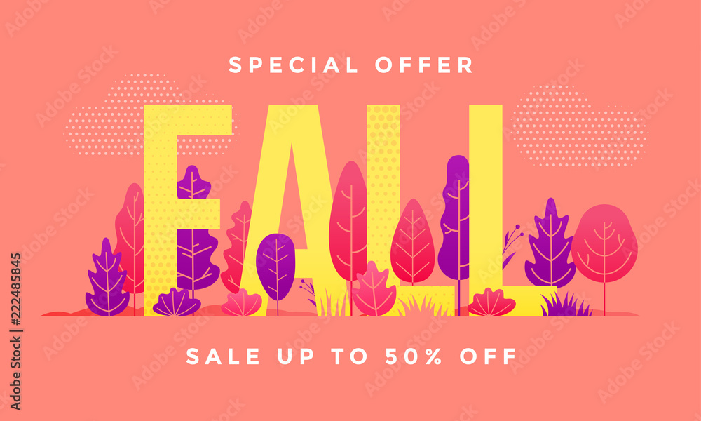 Autumn sale or autumnal shopping season banner for shop discount card ...