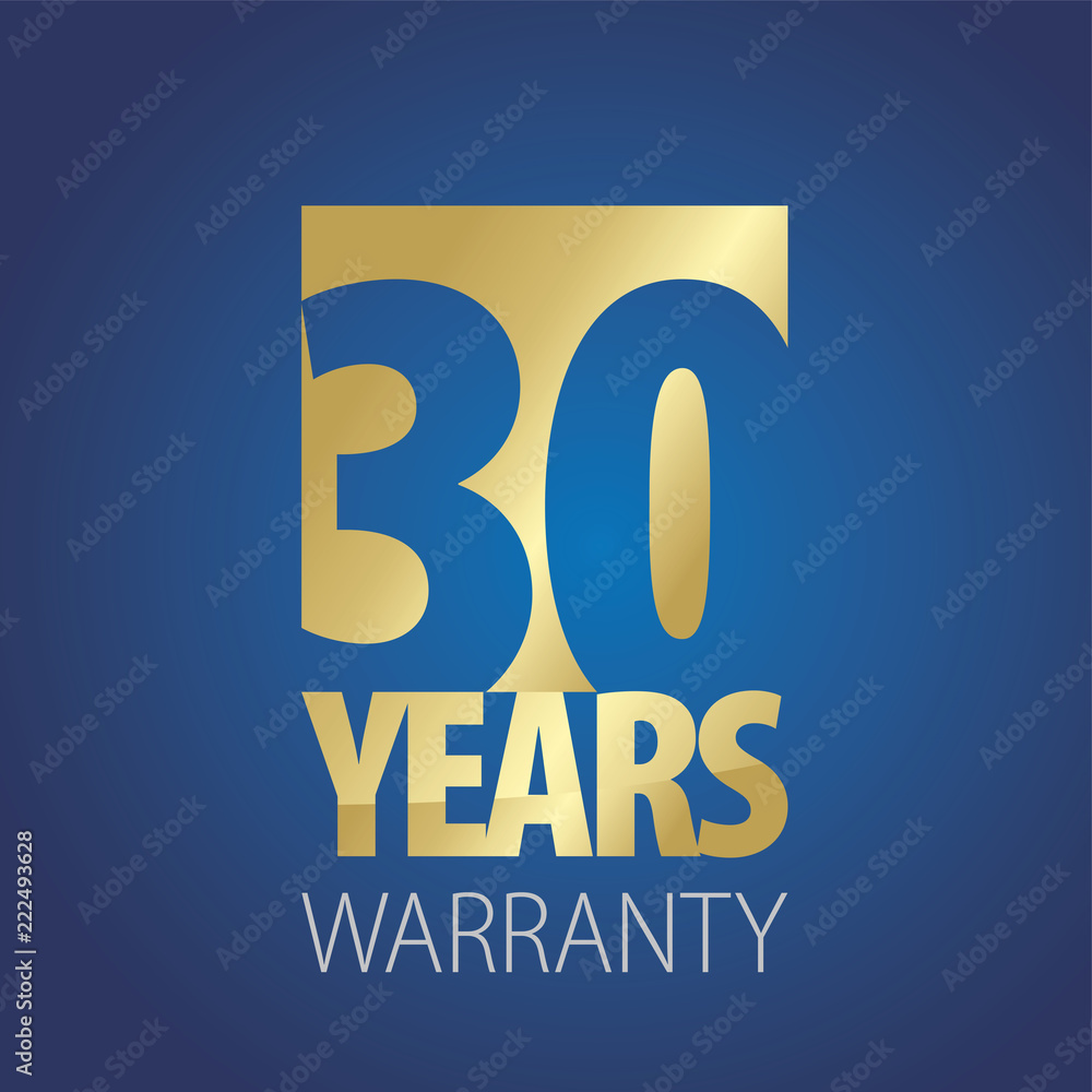 30 Years Warranty gold blue logo icon button stamp vector Stock Vector ...