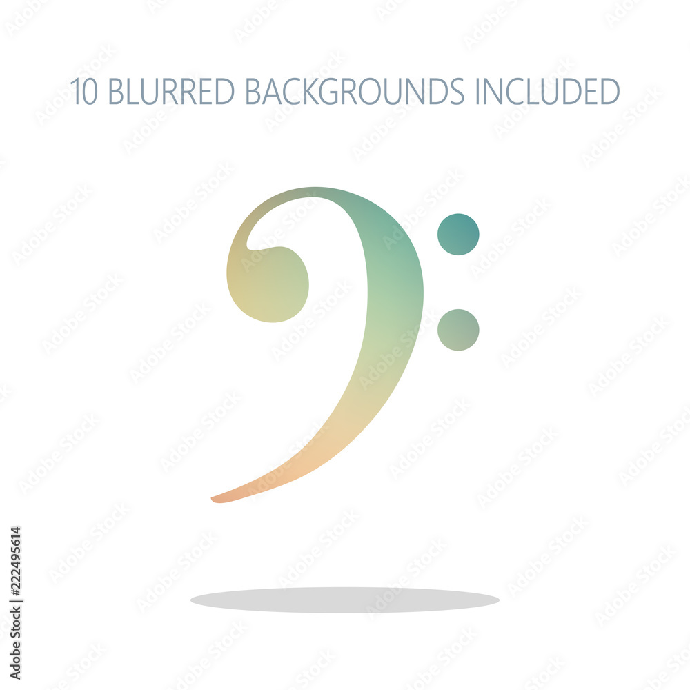Bass Clef icon. Colorful logo concept with simple shadow on whit Stock ...