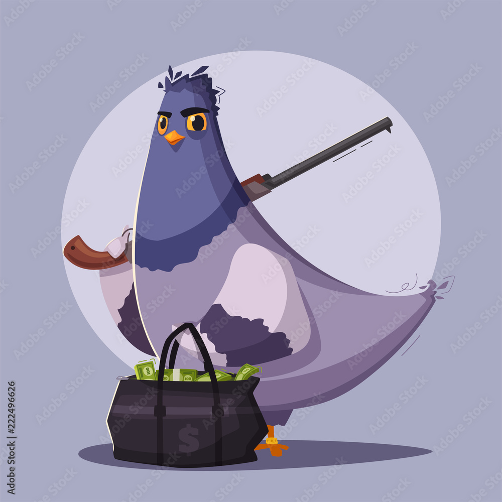 Pigeon a robber. Thug life. Cartoon vector illustration Stock Vector ...