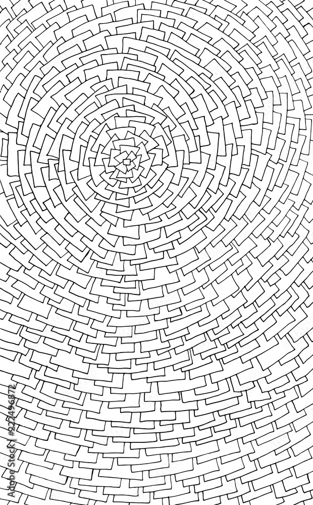 Difficult Uncolored Adult Coloring book page with optical illusion and ...