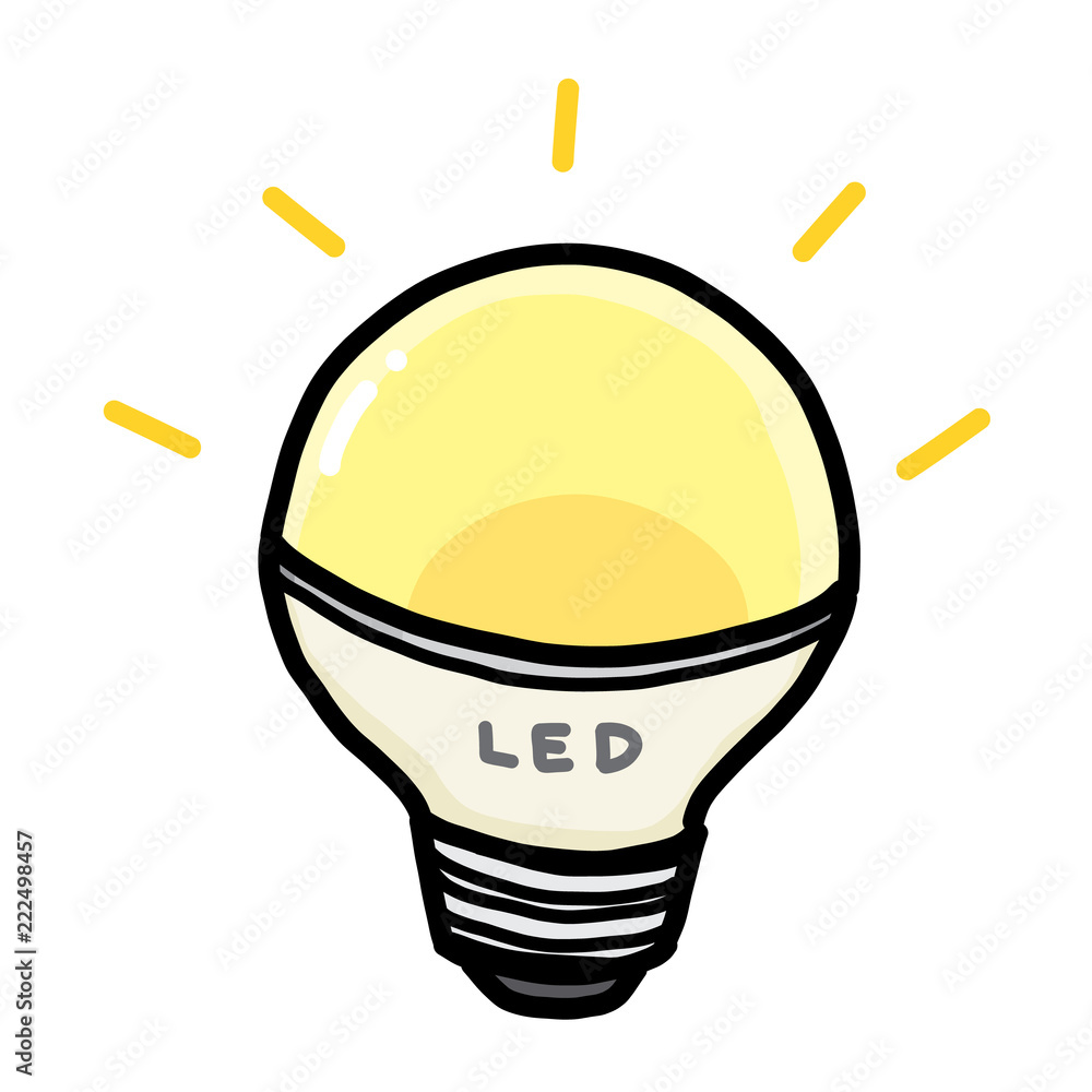 led light bulb / cartoon vector and illustration, hand drawn style ...