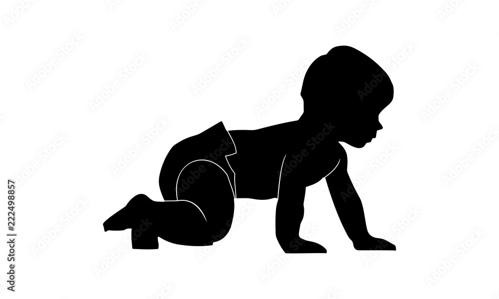the baby's silhouette is walking crawling. Stock Vector | Adobe Stock
