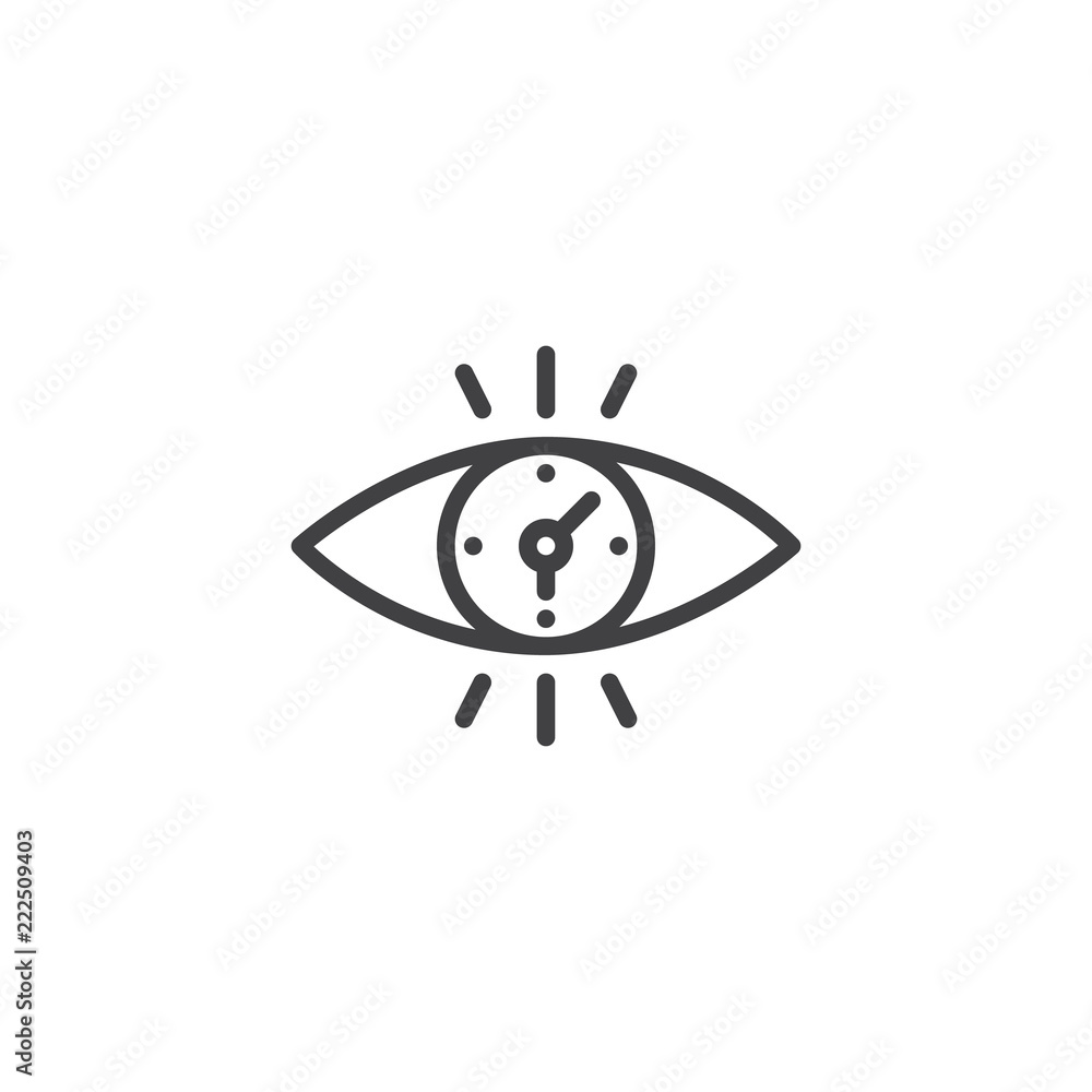 Eye clock outline icon. linear style sign for mobile concept and web ...