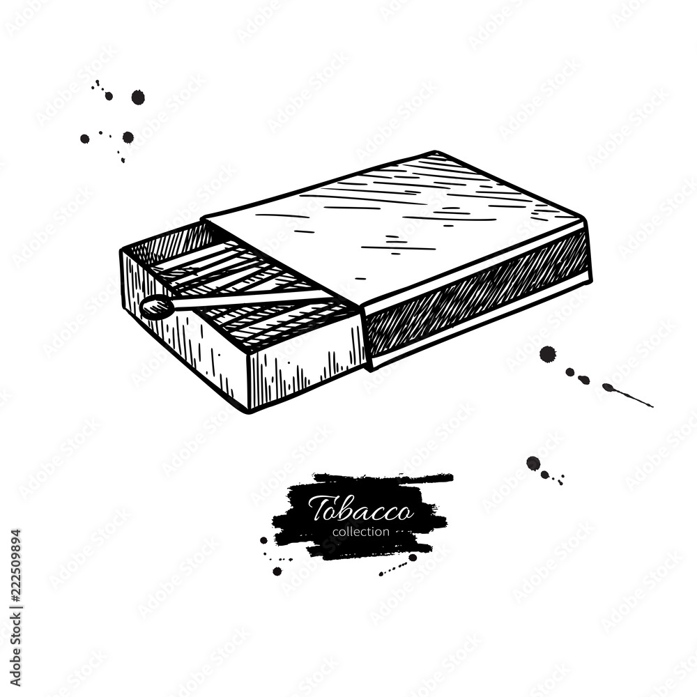 Matchbox vector drawing. Hand drawn matches box illustration. Is Stock ...