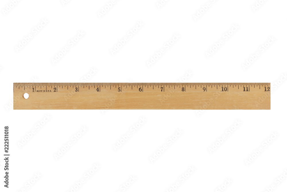 12 inch wood ruler isolated on a white background Stock Photo | Adobe Stock
