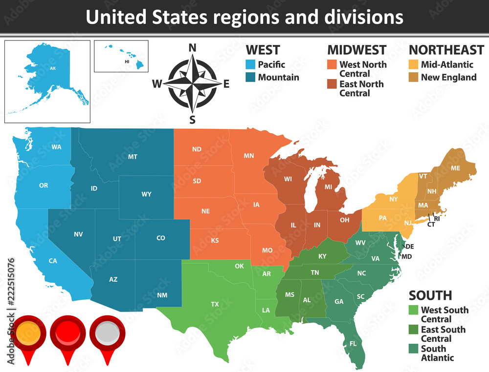 United States Regions Map Printable