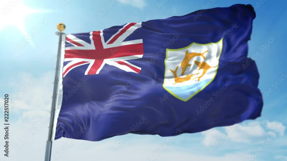 Anguilla flag seamless looping 3D rendering video. 3 in 1: Includes ...