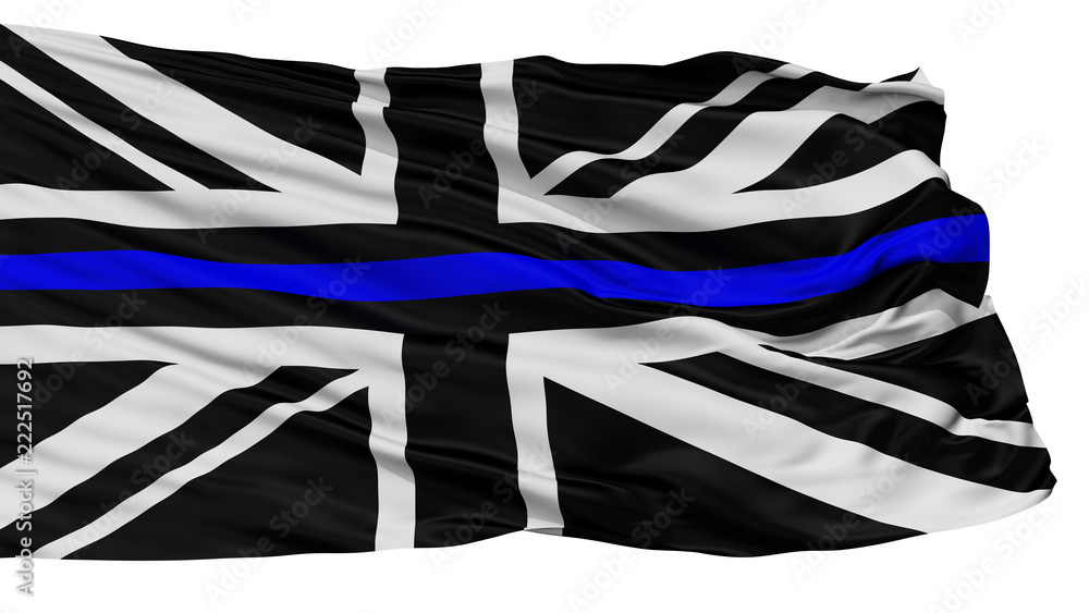 Union Jack Thin Blue Line Isolated Flag With White Background, 3D ...
