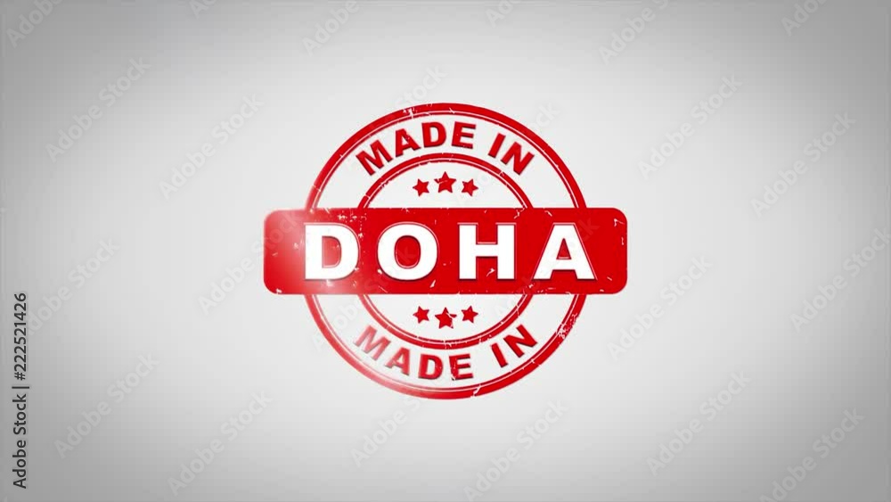 Vidéo Stock Made In DOHA Signed Stamping Text Wooden Stamp Animation ...