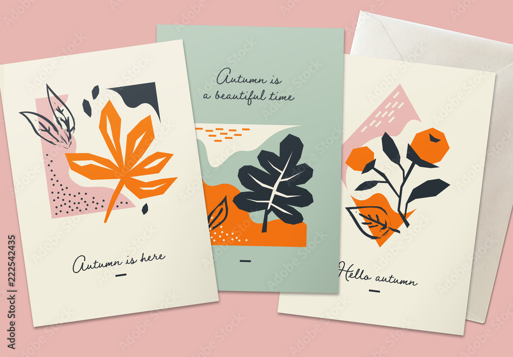 Autumn Greeting Card Layout Set Stock Template | Adobe Stock