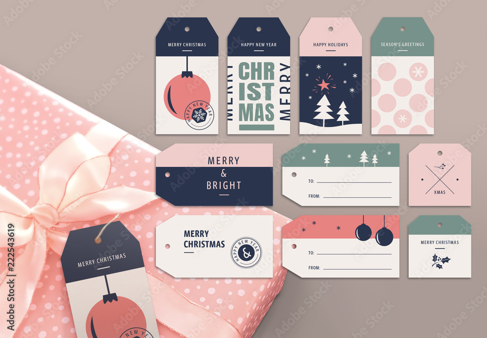 Christmas Gift Tag Layout Set Stock Template | Adobe Stock