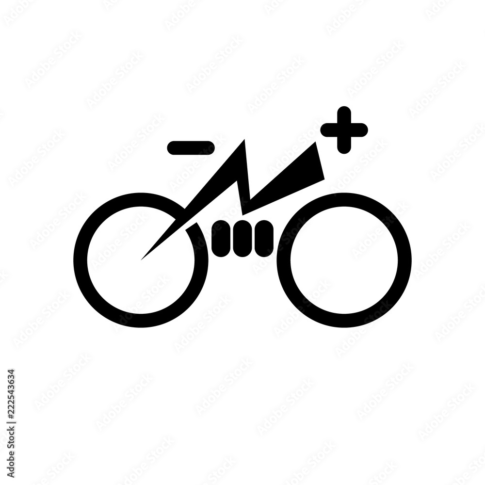 Isolated electric city bike symbol icon. Trekking e-bike line ...