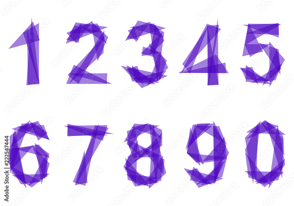 Numbers made of triangles. The numbers from 0 to 9 low poly. Vector ...