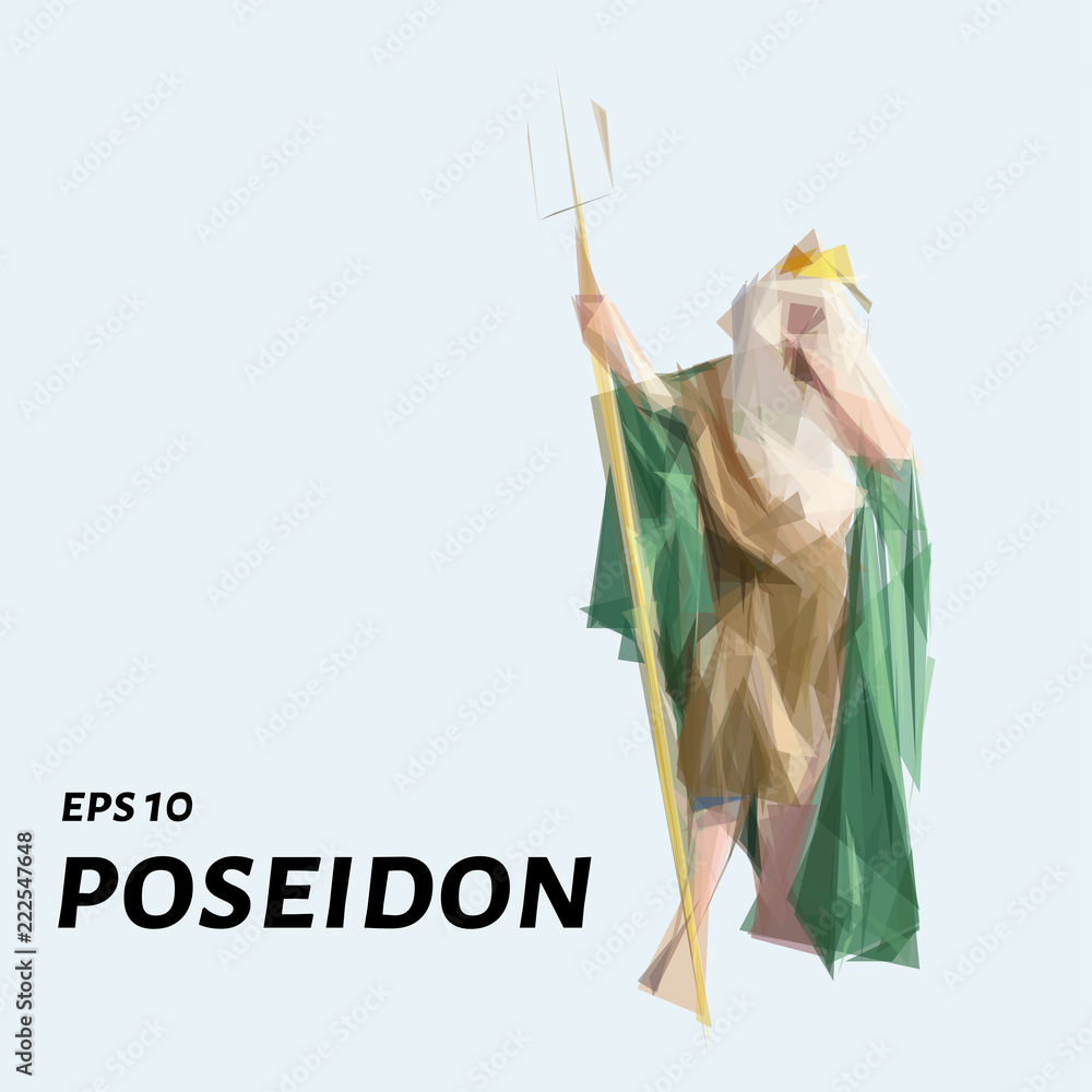 Poseidon of triangles. Poseidon low poly. Vector illustration. Stock ...