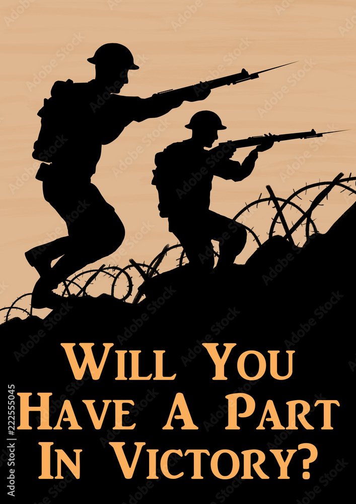 Vintage style Word War one military poster. Original digital ...