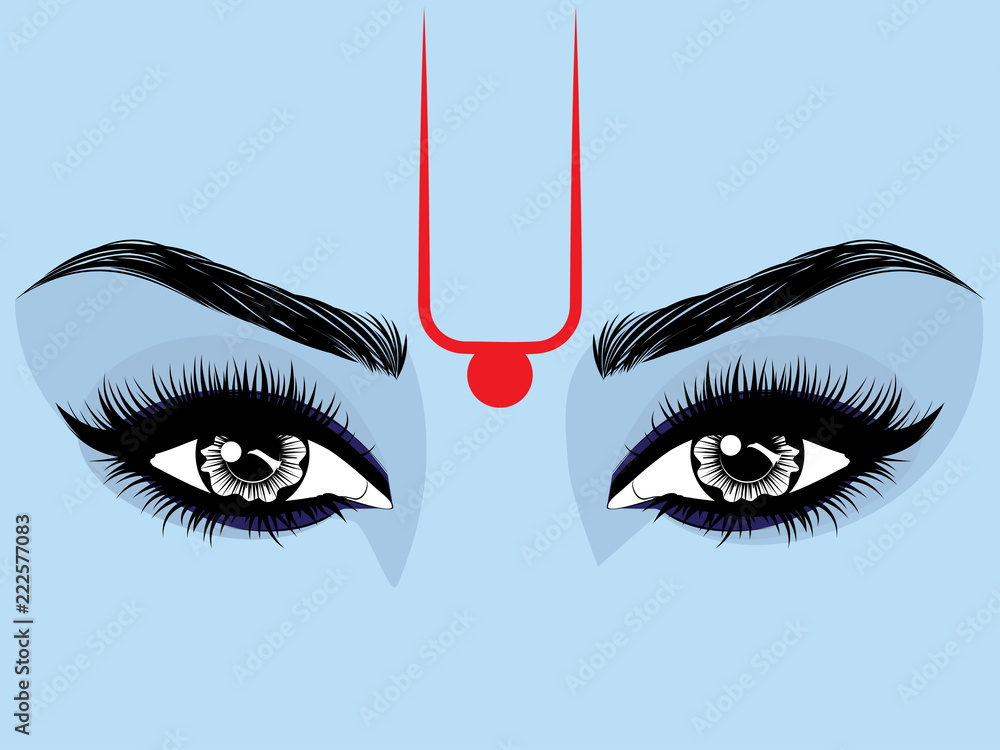 Krishna eyes on blue Stock Vector | Adobe Stock
