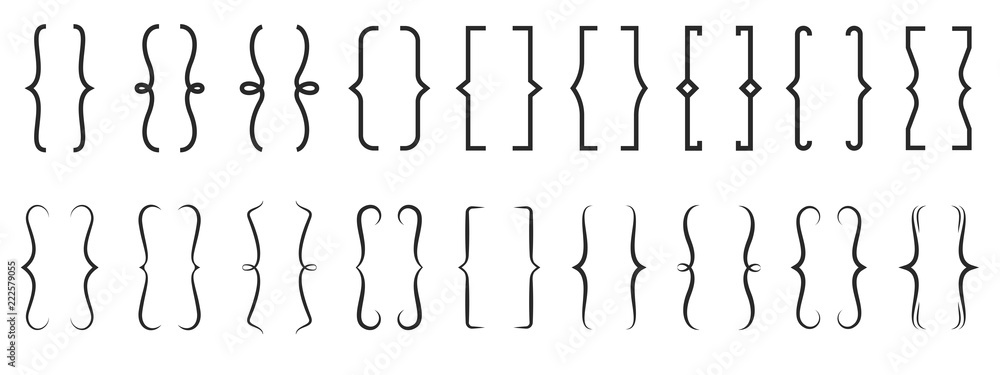 Brackets vector icons vintage typography symbol Stock Vector | Adobe Stock