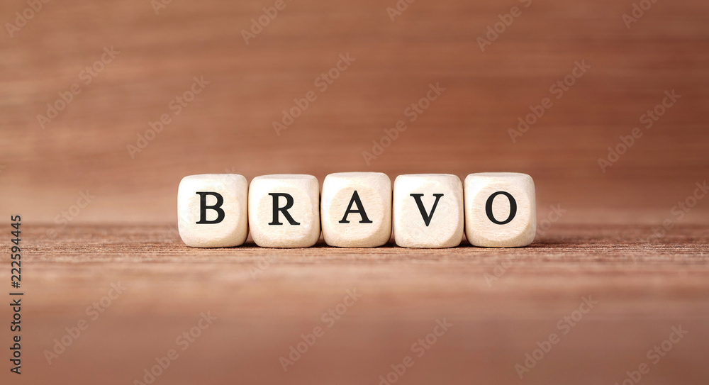 Word BRAVO made with wood building blocks Stock Photo | Adobe Stock