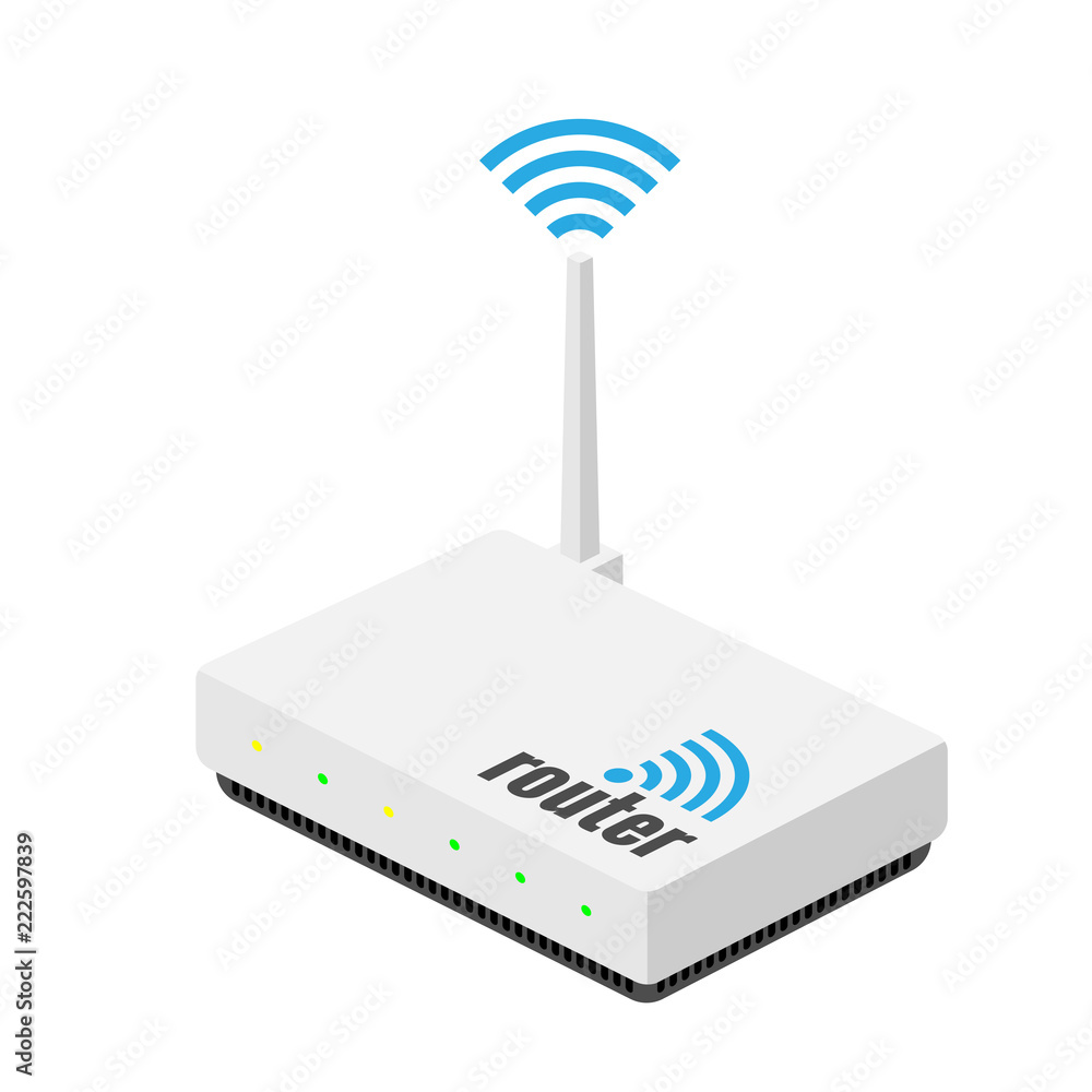 white wi-fi router with antenna Stock Vector | Adobe Stock