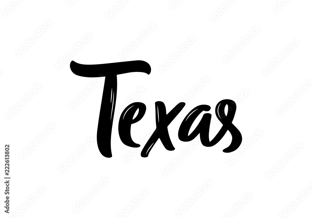 Texas Lettering. Handwritten name of the American state. Vector design ...
