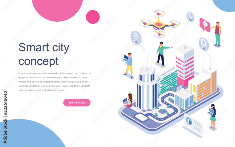 Modern flat design isometric concept of Smart City for banner and ...