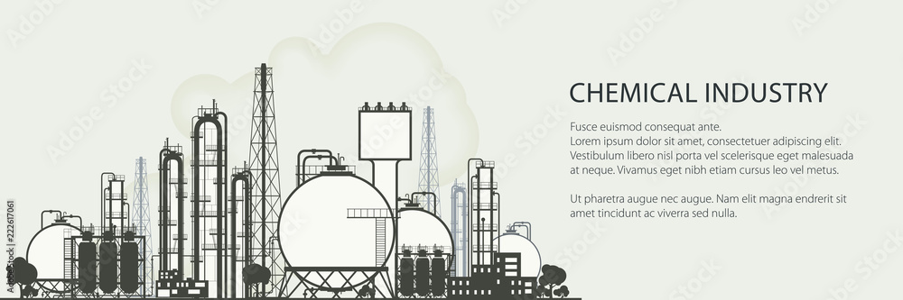 Industrial Chemical Plant Horizontal Banner , Refinery Processing of ...