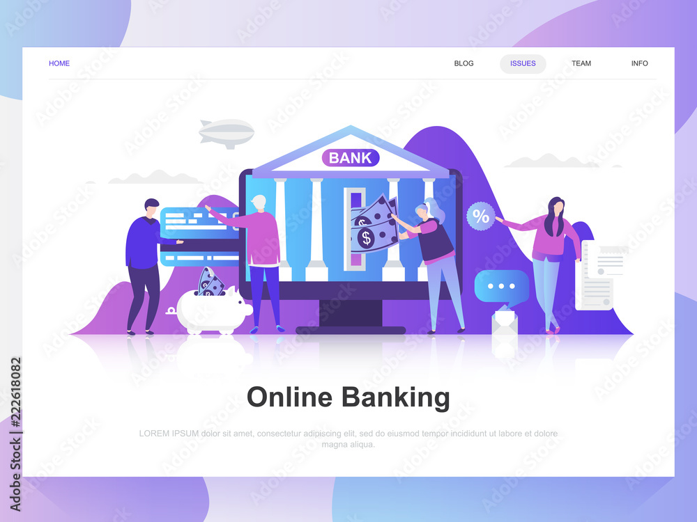 Online banking modern flat design concept. Landing page template ...