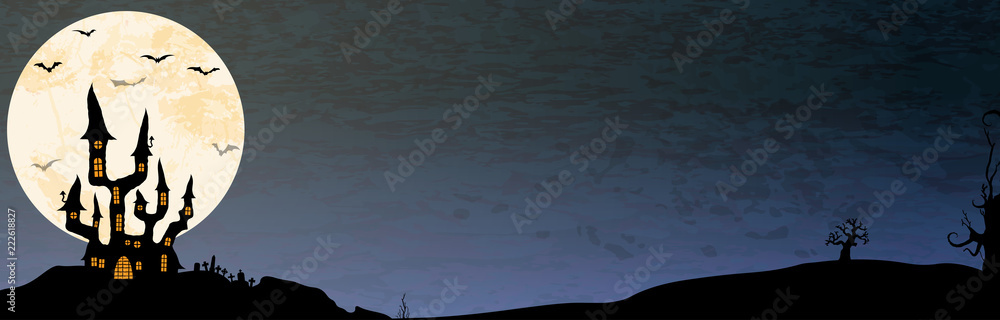 Halloween scary moon banner background Stock Vector | Adobe Stock