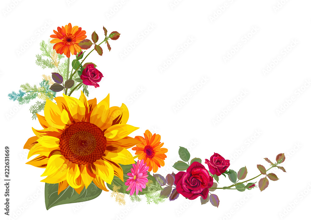 Red Sunflowers Clipart