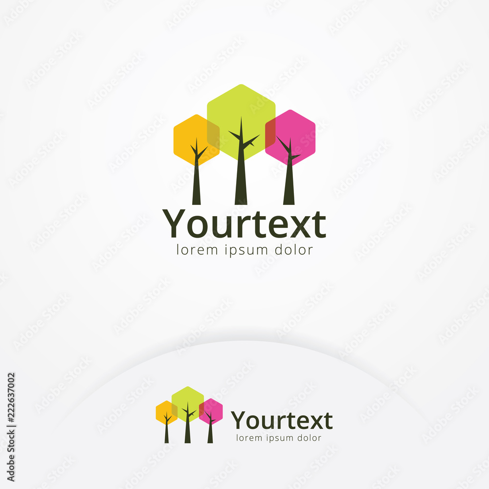 Hexagonal trees logo. Simple and modern tree logo, a symbol of nature ...
