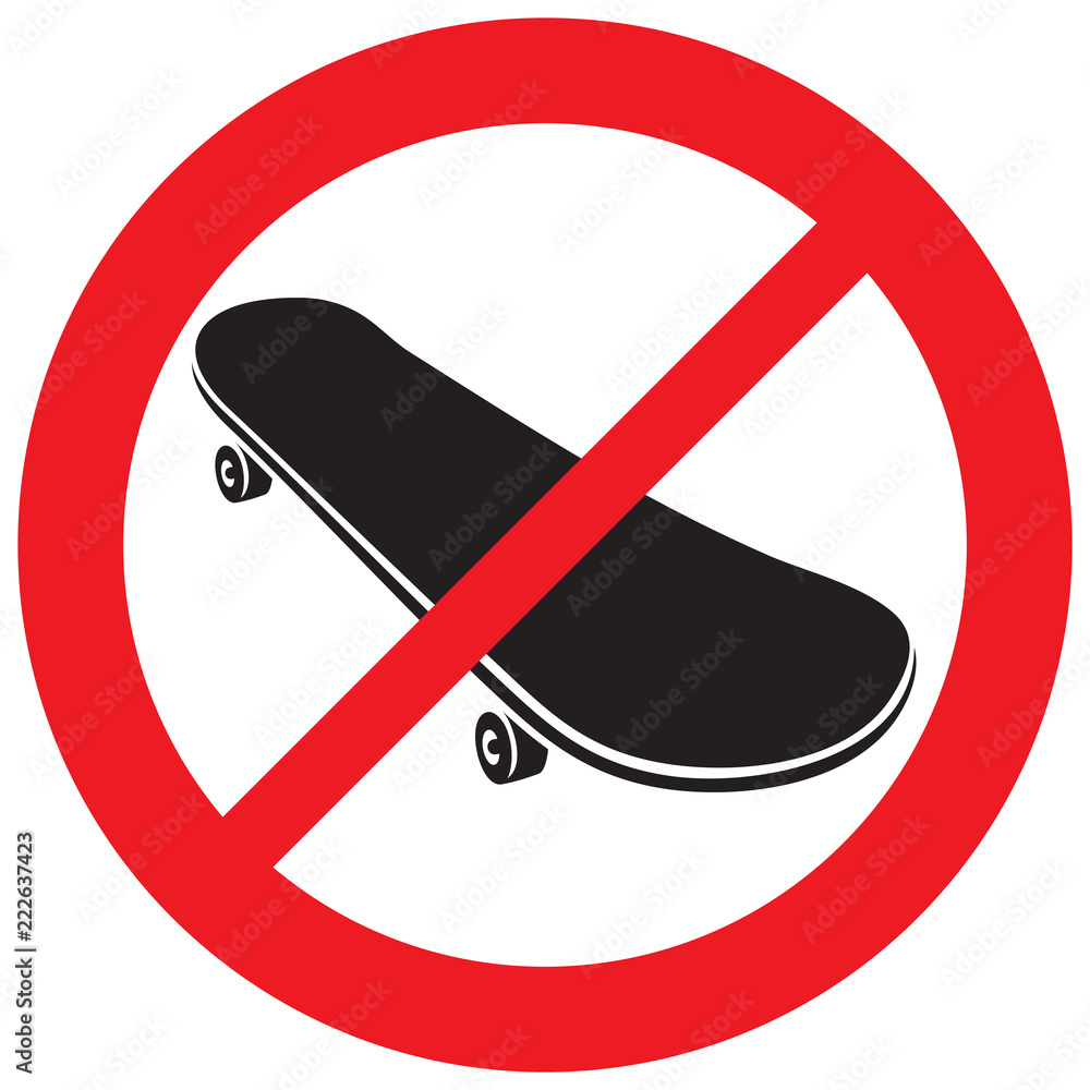 skateboard not allowed sign (prohibition icon) Stock Vector | Adobe Stock