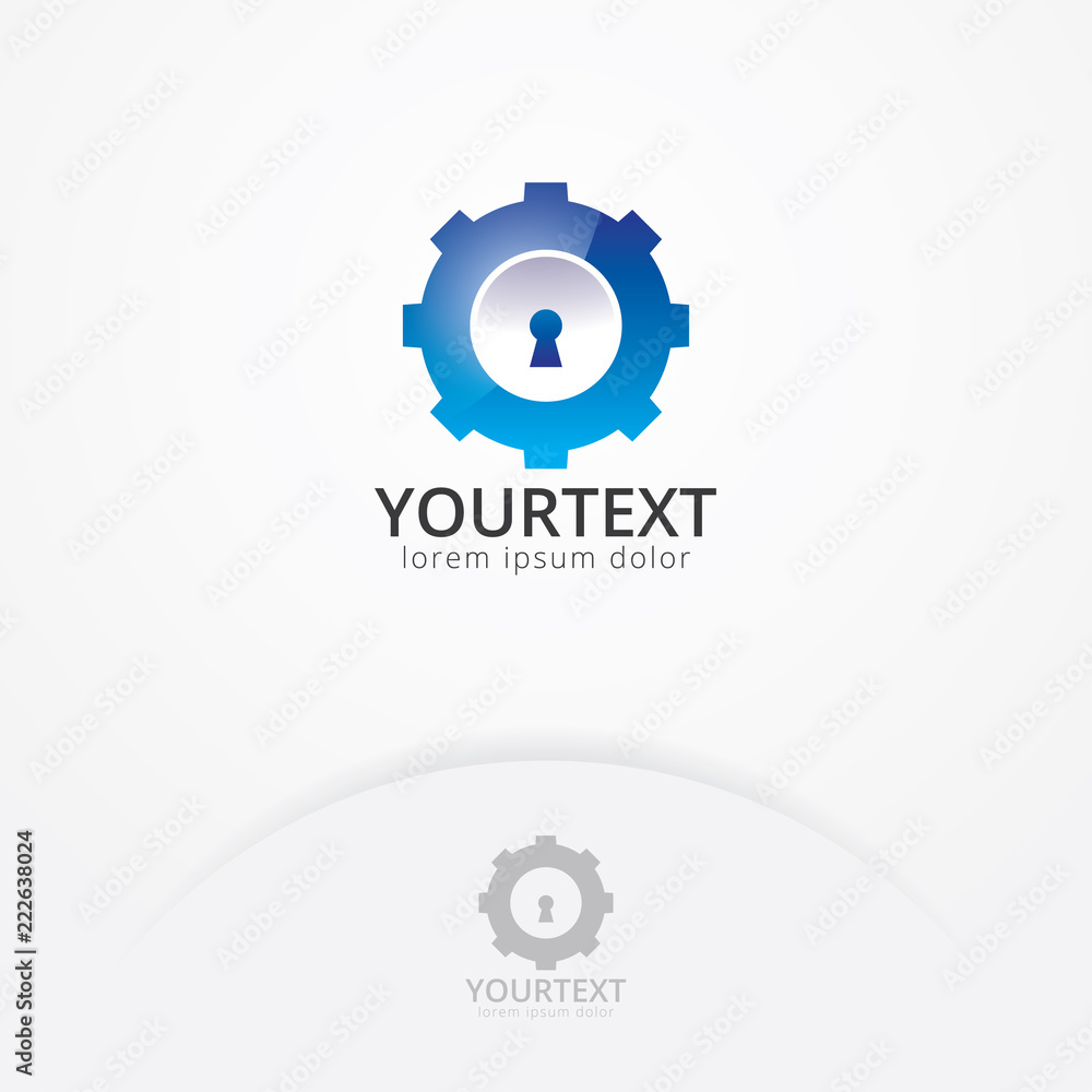 Lock gear logo design. Vector logo of gear with key hole, a symbol of ...