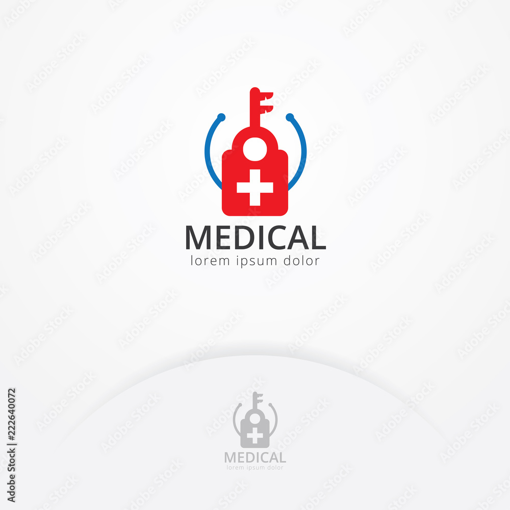 Medical key logo. Vector logo of key and medical symbols, Symbol of ...