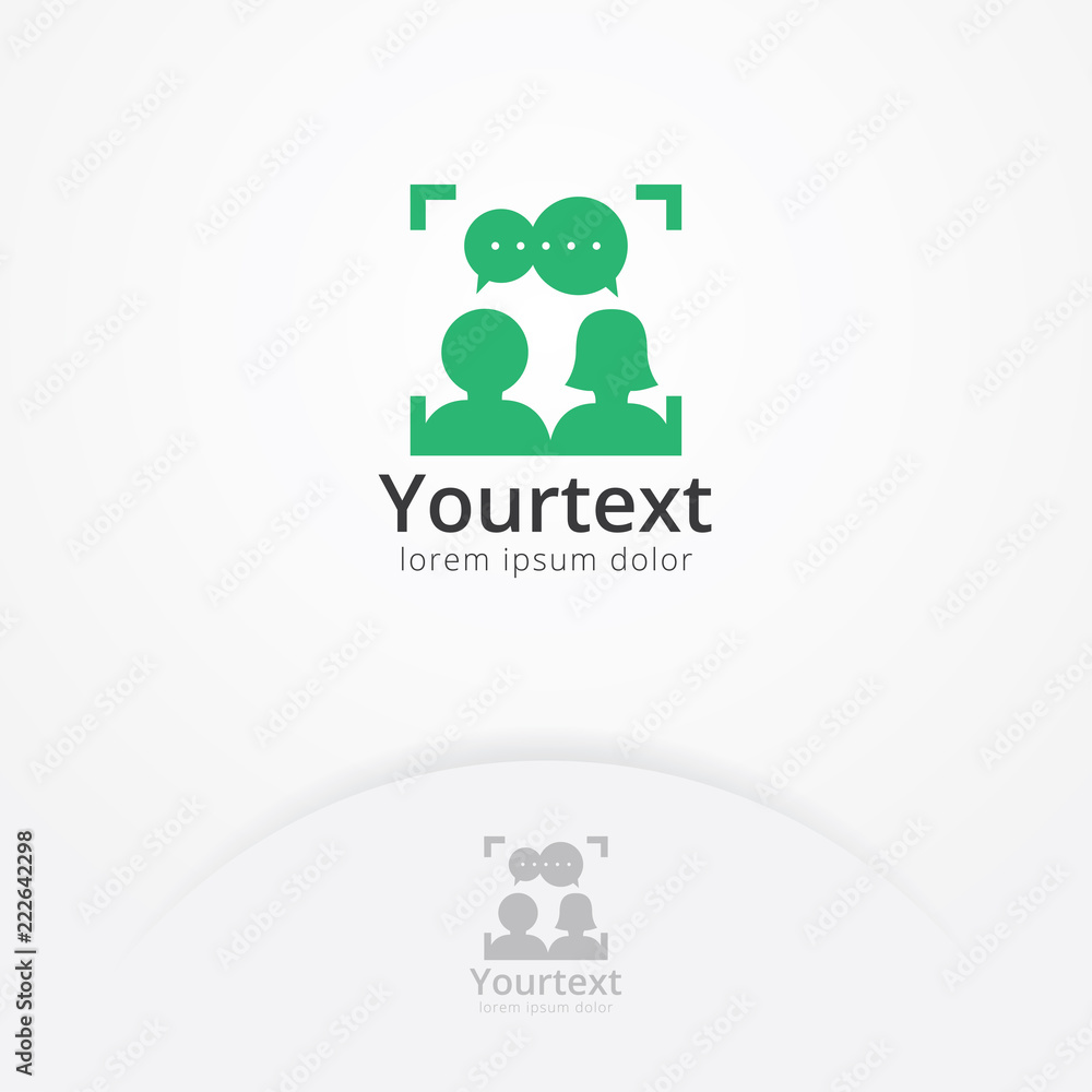 Social portrait logo. Vector logo of people socializing and talking ...