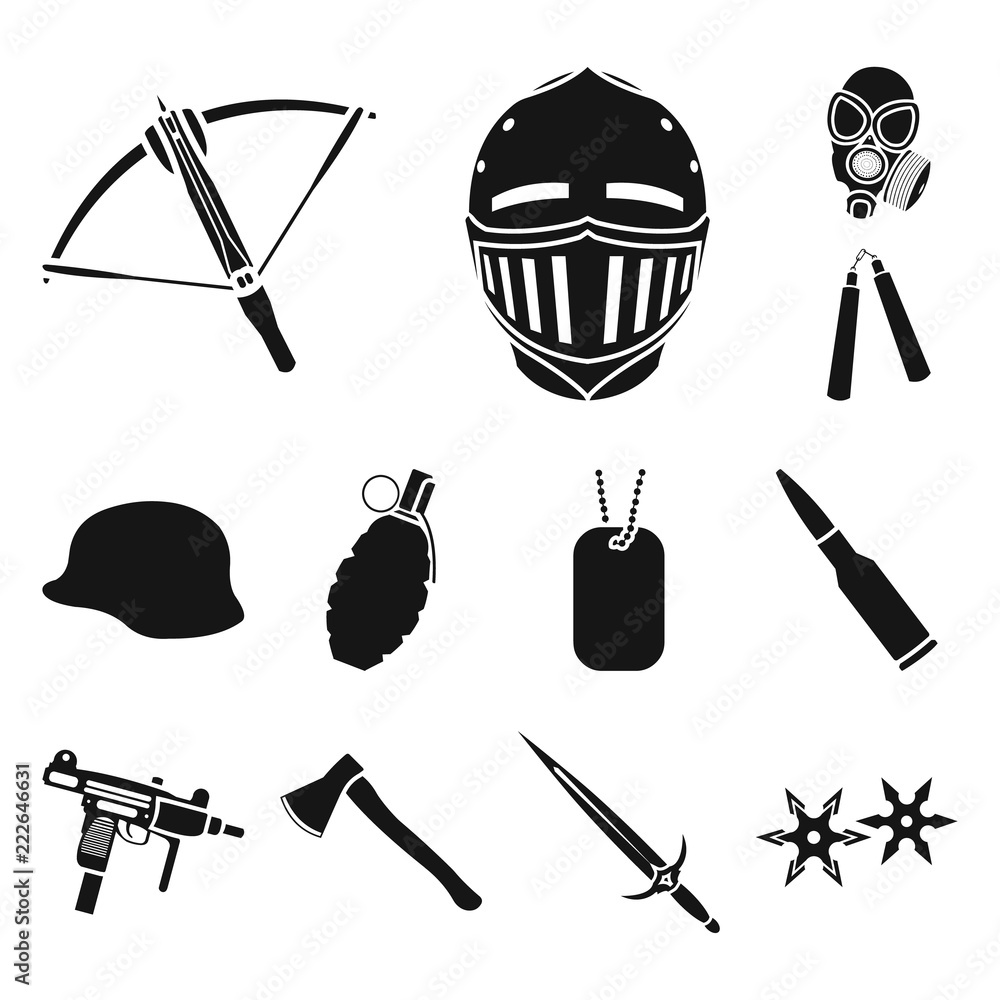 Types Of Weapons Black Icons In Set Collection For Design Firearms And