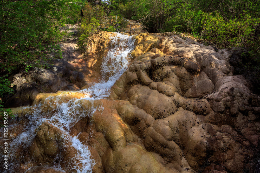 Waterfall in Huanglong Scenic Area in Sichuan Province, China. Water ...