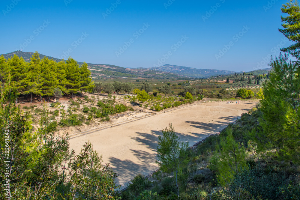 Stadium of the Panhellenic Games at archaeological site of Nemea in ...