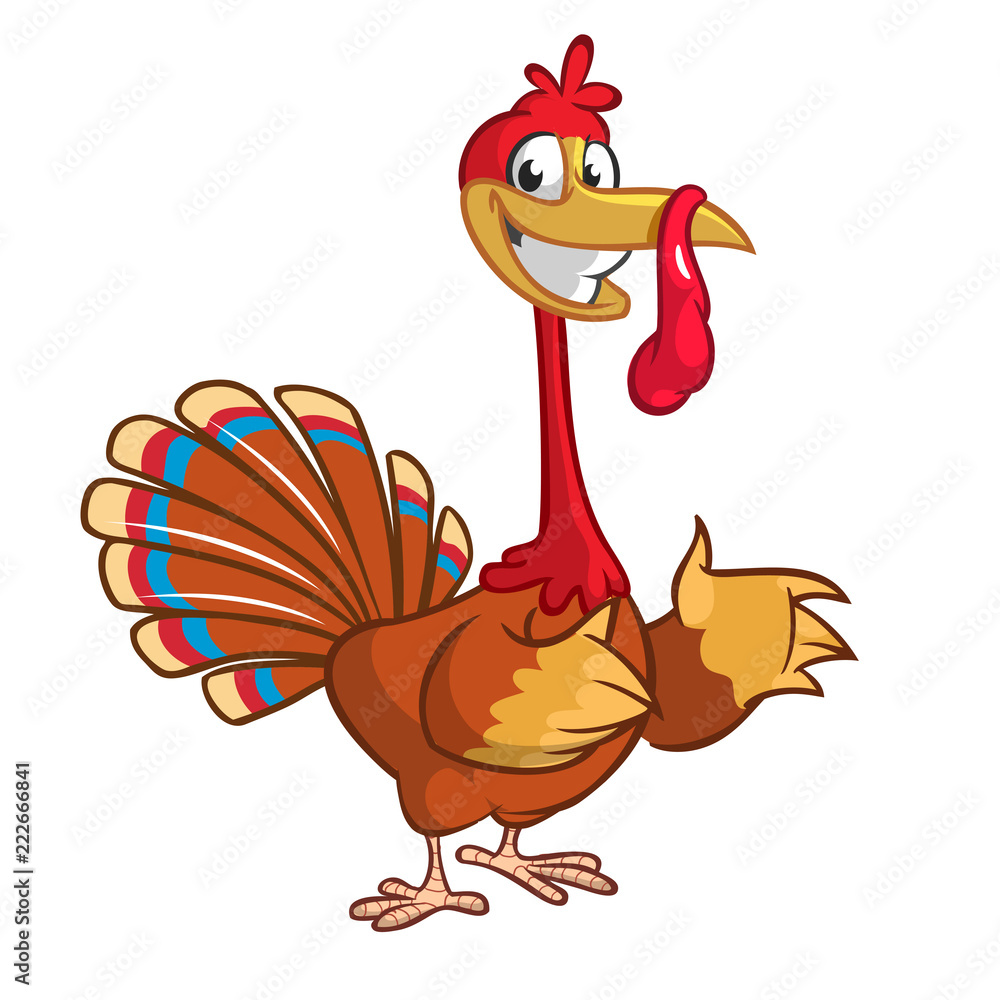 Cartoon happy thanksgiving turkey character outline. Vector ...