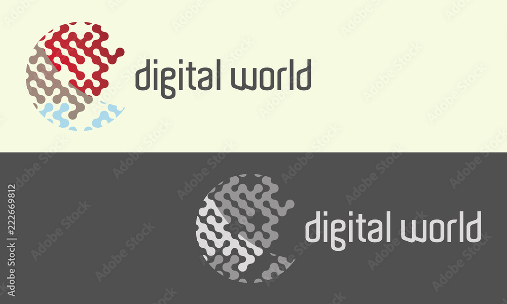 digital world logo, globe template, globe, design, global, dots ...