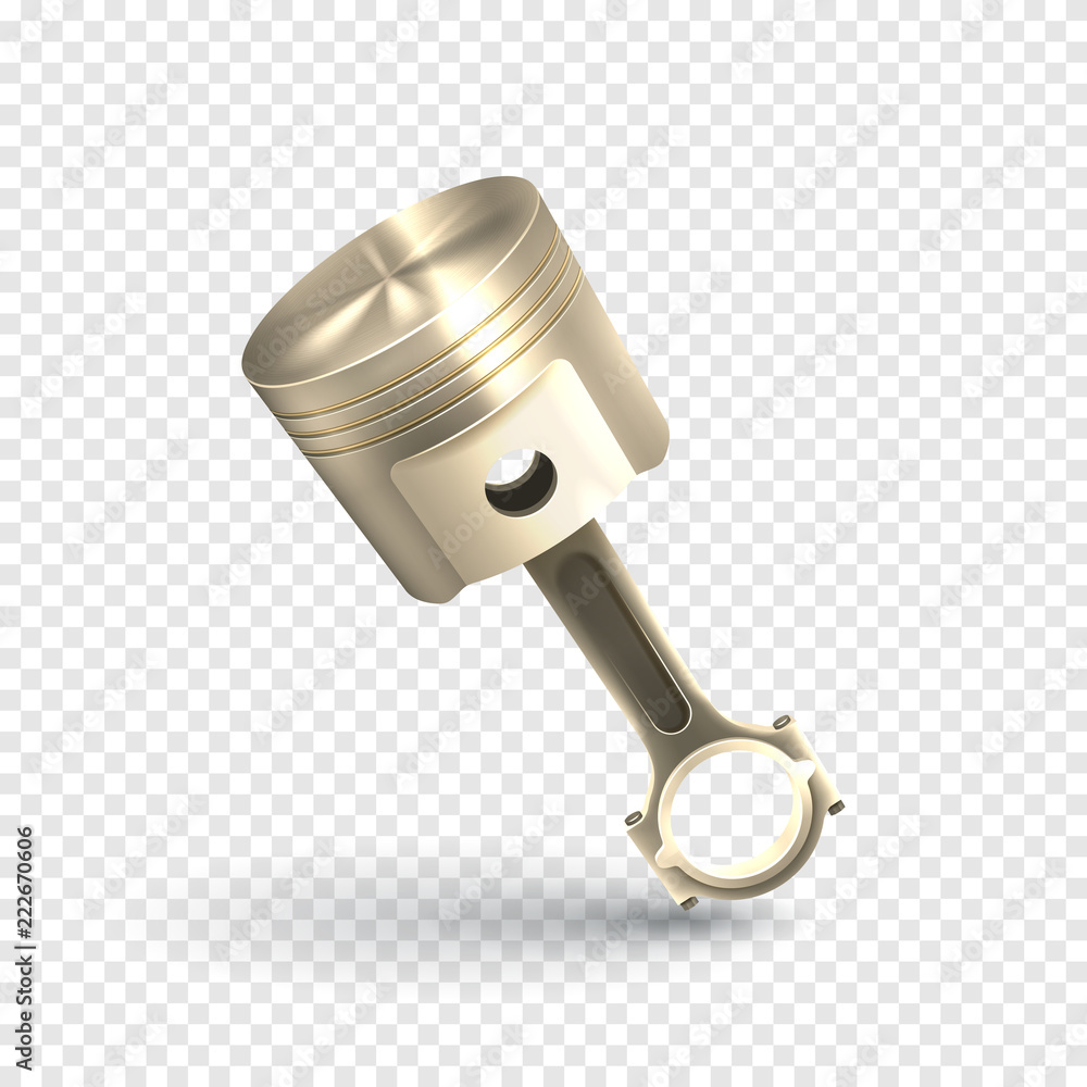 Realistic engine piston isolated on transparent background. Vector 3d ...