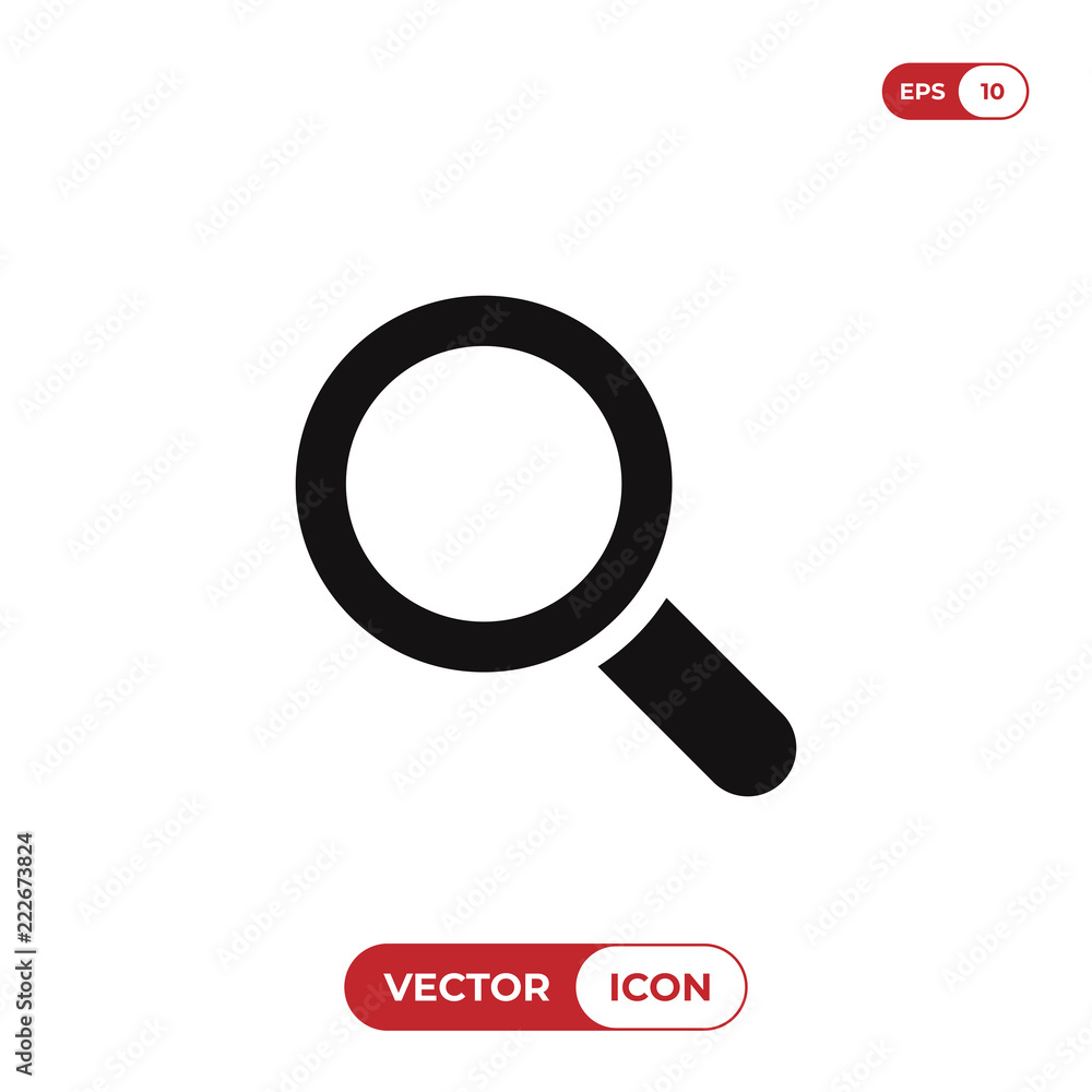 Magnifying glass icon, research vector symbol, magnifier. Loupe sign ...