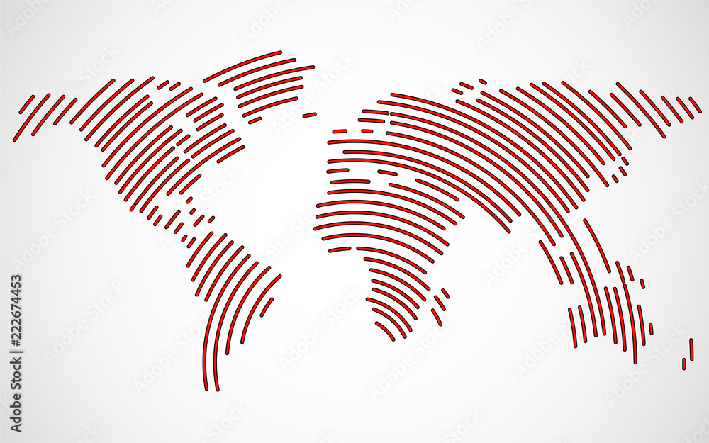 Abstract world map with lines. World Stripes Map Stock Vector | Adobe Stock