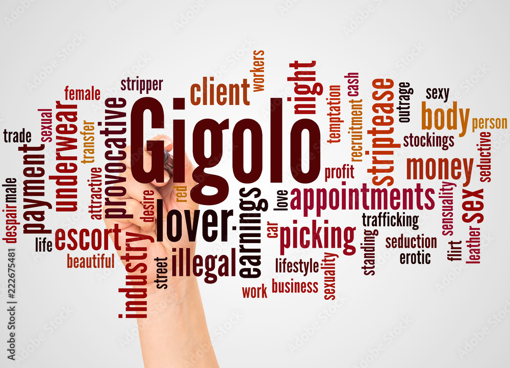 Gigolo word cloud and hand with marker concept Stock Illustration ...