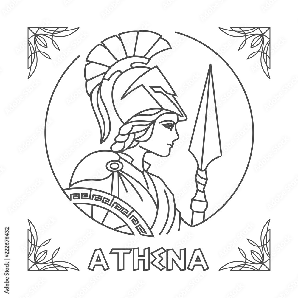 athena Line Art vector Stock Vector | Adobe Stock