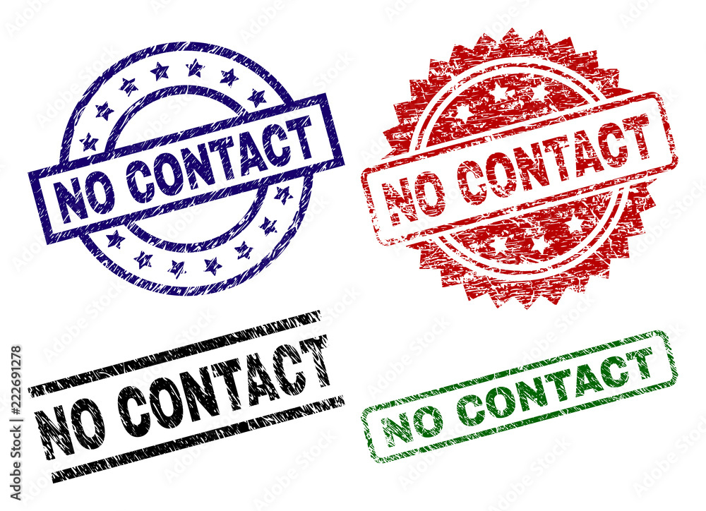 NO CONTACT seal prints with damaged texture. Black, green,red,blue ...