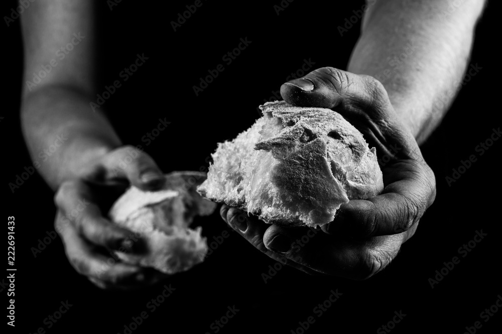 Helping hand giving a piece of bread. Man giving Bread, Helping Hand ...