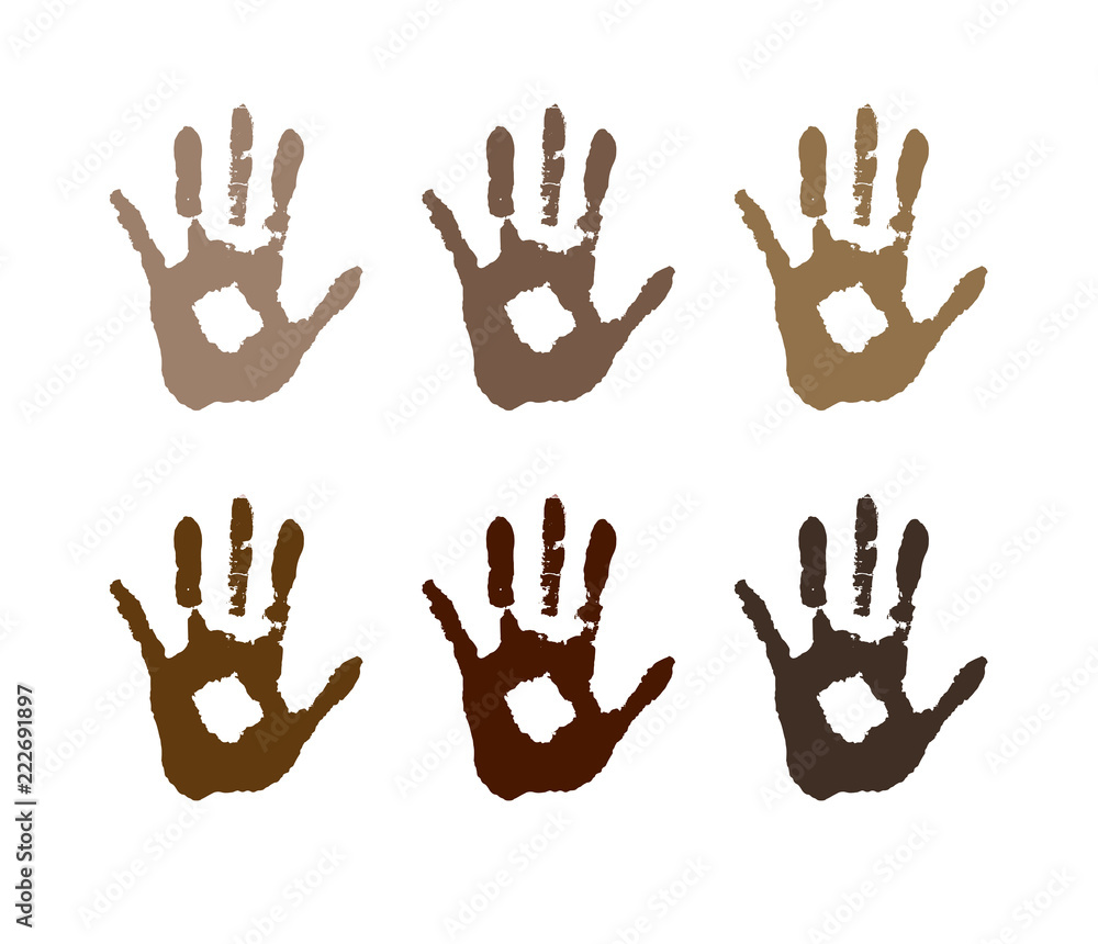 vectorial image of the palm of the skin color. Racism, race. different ...